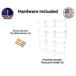 2 Pack Post Card Holder Acrylic 12 Pocket Holds 6" Printed Media Hanging Hardware Included Use at Shops Motels Airports and Transportation Centers Historical Sites Stores Clear by Marketing Holders