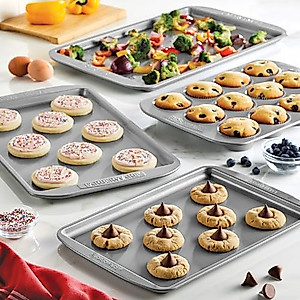 Farberware Nonstick Bakeware 4-Piece Baking Sheet Set, Gray -