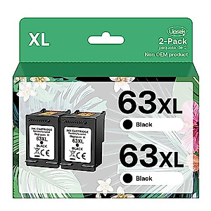 63XL Ink Cartridge Compatible Ink 63 XL Replacement with HP Officejet 4650 4652 4655 5200 5255 3830 Envy 4520 4512 Deskjet 1112 2130 2132 3630 Printer (2 Black)