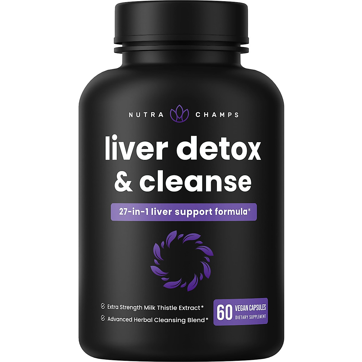 Liver Cleanse Detox & Repair Formula | 20+ Herbs: Milk Thistle Extract with Silymarin, Artichoke, Dandelion, Chicory Root Powder & More! | Premium Liver Support Pills Supplement, 60 Capsules