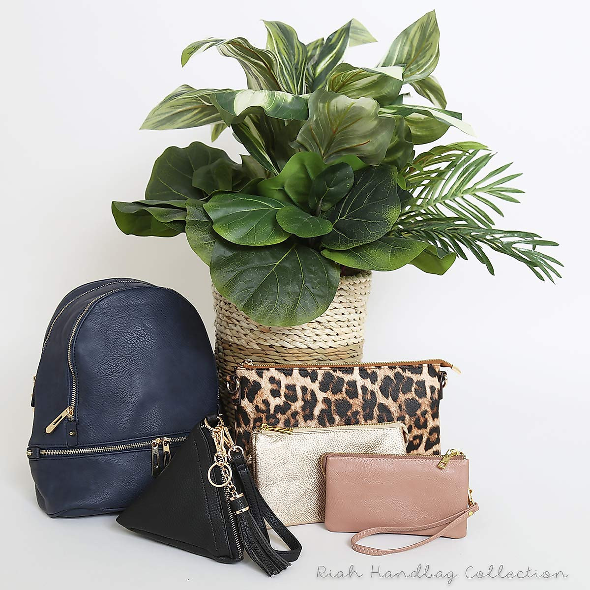 RIAH FASHION Convertible Faux Leather Wallet Purse Clutch - Mini Handbag Detachable Chain Crossbody Strap Phone Holder (Gold)