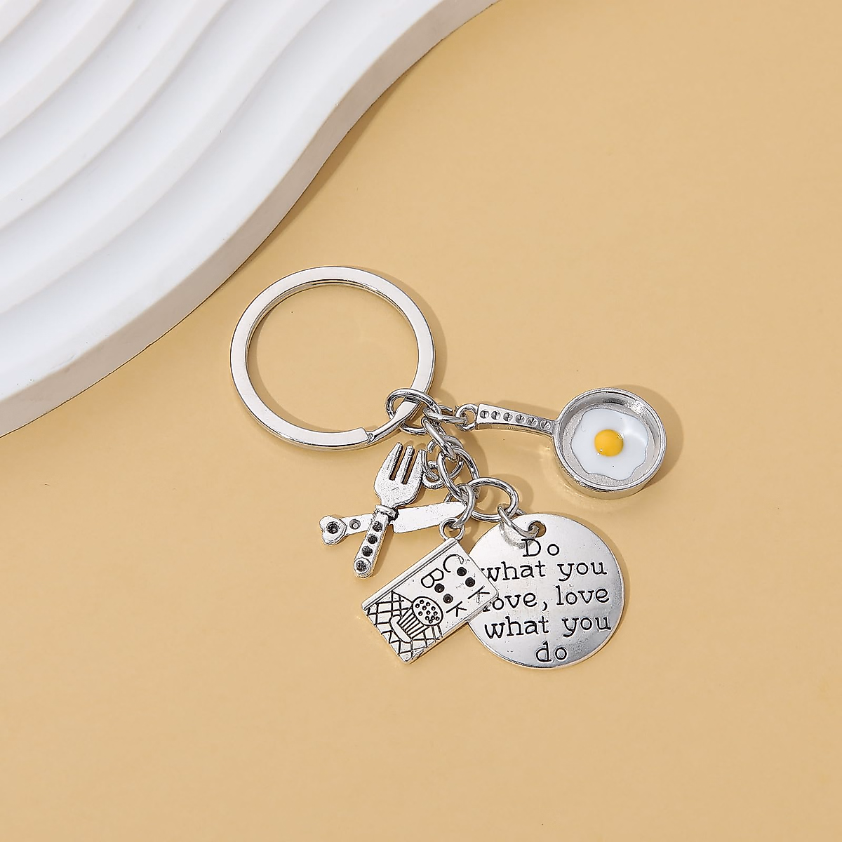 PHAETON 20PCS Kitchen Home Cooking Key Ring Fried Egg Pan Cook Book Tableware Key Chain Small Charm Chef Keychain Baking Accessories Keychain