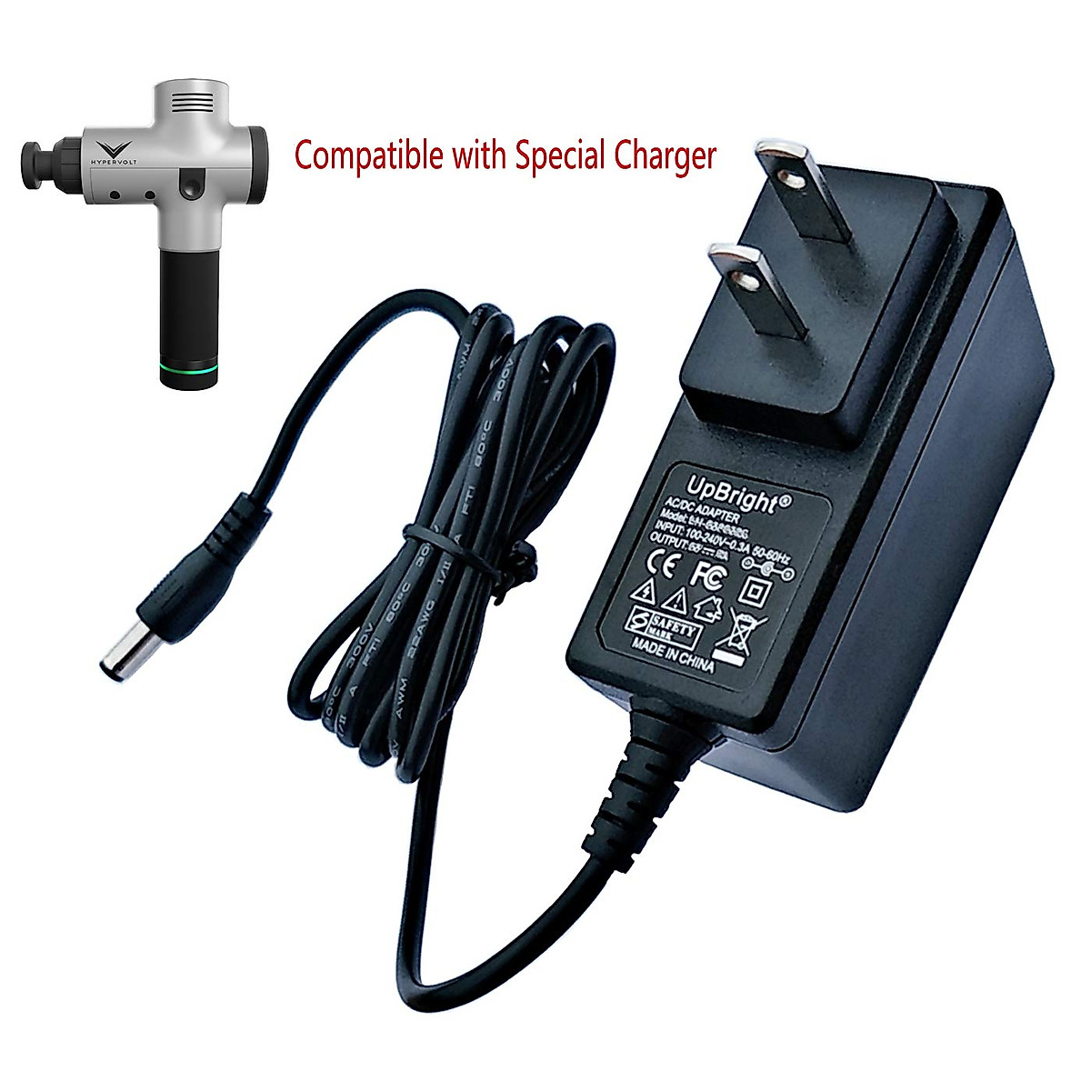 UpBright 24V AC/DC Adapter Compatible with Hyperice Hypervolt 53000 001-00 HPI5300000100 42000 038-00 Massage Gun SK03T-2400100Z SK03T1-2600100W2 30070 00-100 DC24V 1A Power Supply Battery Charger PSU