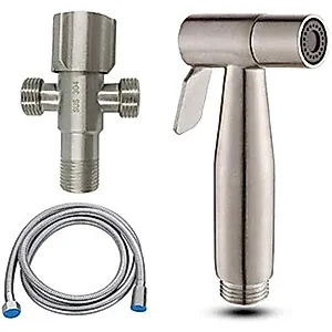 JIYTG Toilet Brush Hand Held Bidet Sprayer Stainless Steel Spraye Toilet Bidet Shower Head with Hose and Bracket Holder Bidet Bidet Washer 304 Stainless Steel Toilet Spray Gun Faucet Set
