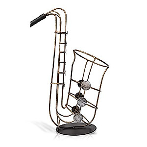 PIBM Stylish Simplicity Saxophone Style Wine Rack Bar Restaurant Home Decorations Creative Personality Metal Gold Retro Old Porch Desktop Ornaments Beautiful and Elegant