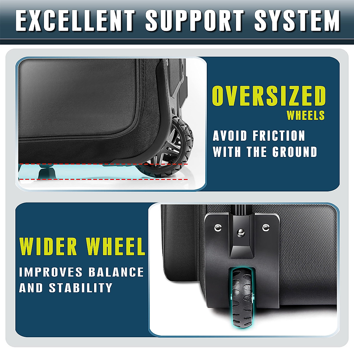 CHAMPKEY Premium Soft-Padded Golf Travel Bag with Anti-Impact Support System - 1200D Oxford Fabric Golf Travel Cover (Travel Bag with Grey Support Rod)