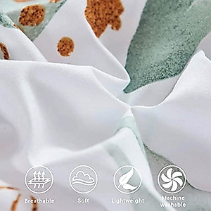 ETDIFFE Floral Duvet Cover Queen Size, 3 Piece Farmhouse Leaves Botanical Garden Pattern Microfiber Comforter Cover Set, Soft and Lightweight Reversible Quilt Cover with Zipper, Green and White