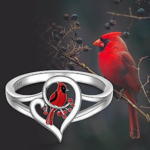 Cardinal Ring for Women Sterling Silver Cardinal Appear When Angels Are Near Cardinal Jewelry Bird Memorial Gifts for Loss of Loved One Size 8