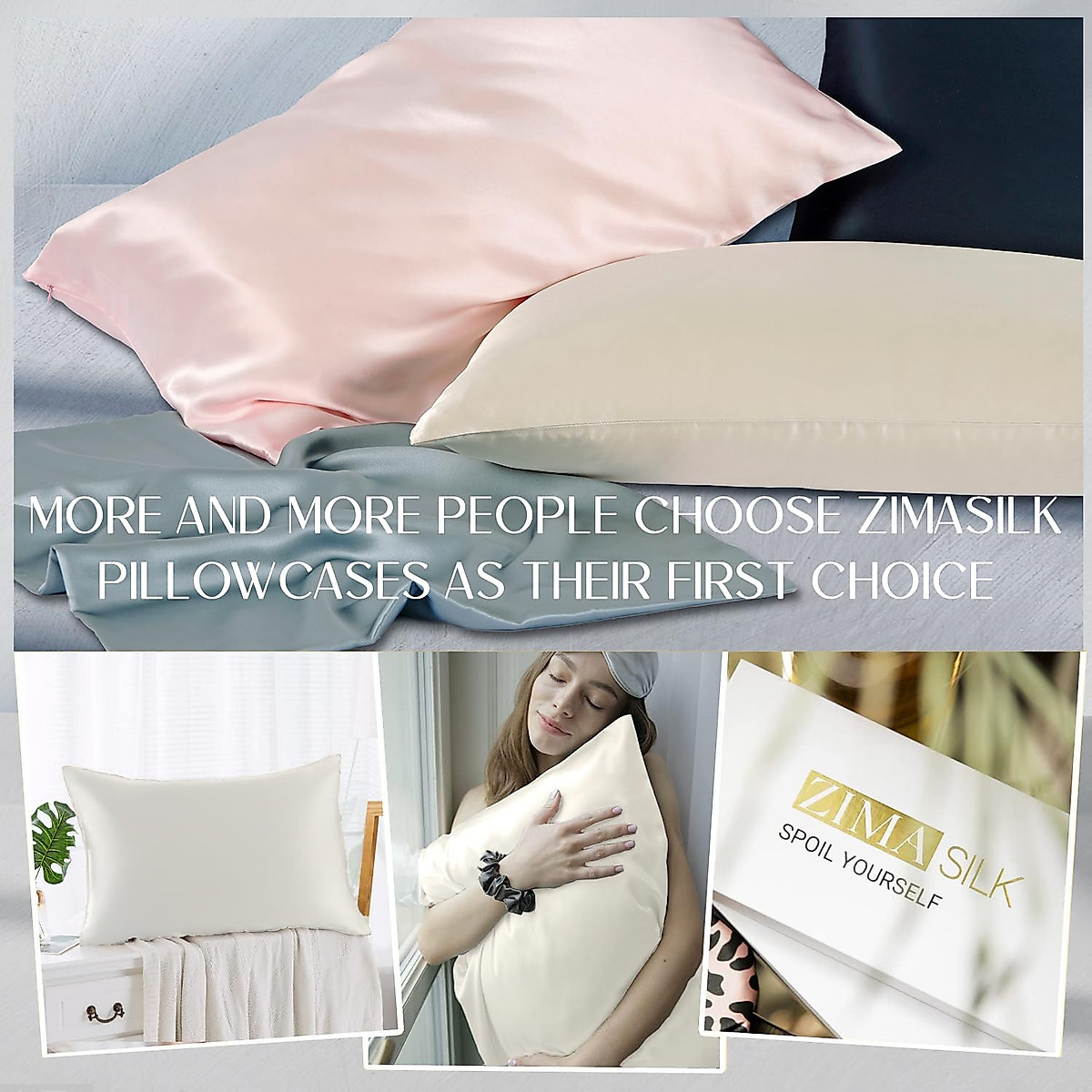 ZIMASILK 100% Pure Mulberry Silk Pillowcase for Hair and Skin Health,Soft and Smooth,Both Sides Premium Grade 6A Silk,600 Thread Count,with Hidden Zipper,1pc(Toddler 13''x18'',Ivory)