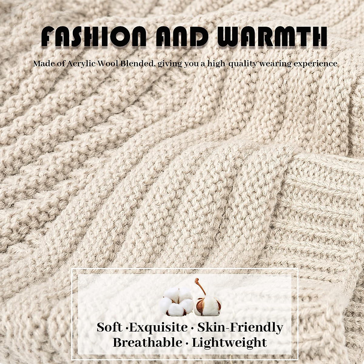 DANMY Winter Hats for Women,Warm Chunky Soft Cable Knit Womens Beanie Hats (A-red/beige/black-3pcs)