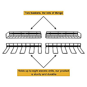 Jeasor Heavy Duty Floating Power Tool Organizers, Metal Holder Wall Mount Storage Rack for Tools, Utility and Sturdy Drill Rack, Multifunctional Garage Tool Rack(4 Pack)