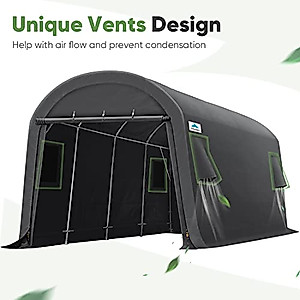 ADVANCE OUTDOOR 10x20 ft Heavy Duty Carport Outdoor Patio Anti-Snow Large Space Canopy Storage Shelter Shed with 2 Roll up Zipper Doors & Vents for Snowmobile Garden Tools, Gray