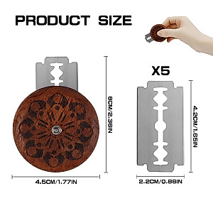 LNQ LUNIQI 1Pcs Round Bread Lame Cutter Wooden Bread Lame Dough Scoring Knife Dough Making Slasher Tools with 5 Blades for Home Kitchen Bread Baking Homemade (Style 1)