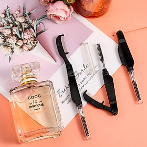 Boao 4 Pcs Eyelash Combs Eyebrow Combs Foldable Eyelash Separator Tool Stainless Steel Teeth Brow Brushes Mascara Brushes Eyebrow Spoolie Grooming Makeup Tool, Black