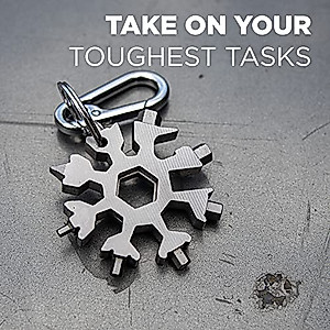 Alltul Snowflake MultiTool by KeySmart - 18 in 1 Mini Snowflake Pocket Tool - Stainless Steel Mini Multitool for Outdoor Sports, Camping and Travel - Great Gift Idea for Men