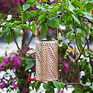 FLJZCZM Solar Lanterns Lights Outdoor Lantern Hanging Garden Metal Retro Light Battery Table Lamp Decorative Yard Camping Waterproof (Golden)