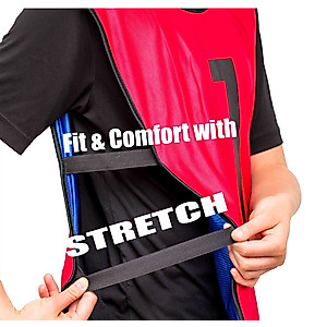 LVL10 Sports Pinnies - Reversible Numbered Practice Vest Pennies for Soccer, Basketball Scrimmages - Adults Kids (Large, 12 Pack (1-12), Red/Blue)