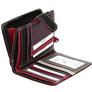 Felda RFID Genuine Leather Ladies Purse Wallet 9 Card Slots & Zipped Coin Section, Medium Size