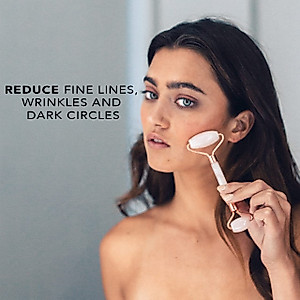 Kitsch Face Massager Rose Quartz Face Roller for Skin Care, Facial Roller & Jade Roller for Face Aging Wrinkles and Lifting, Eye Roller for Puffy Eyes, Rose Quartz Roller for Face Neck Fine Lines 1 Pc