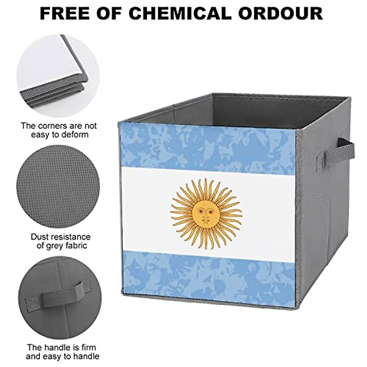 Retro Argentina Flag Large Cubes Storage Bins Collapsible Canvas Storage Box Closet Organizers for Shelves