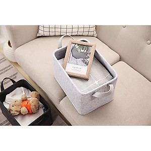 Minoisome Collapsible Storage Basket with Carry Handles Felt Fabric Storage Bin Durable Organizer for Gift Toys Shoes Clothes Towels Nursery Home Laundry Office Decorative Organizing Box(Light Grey)