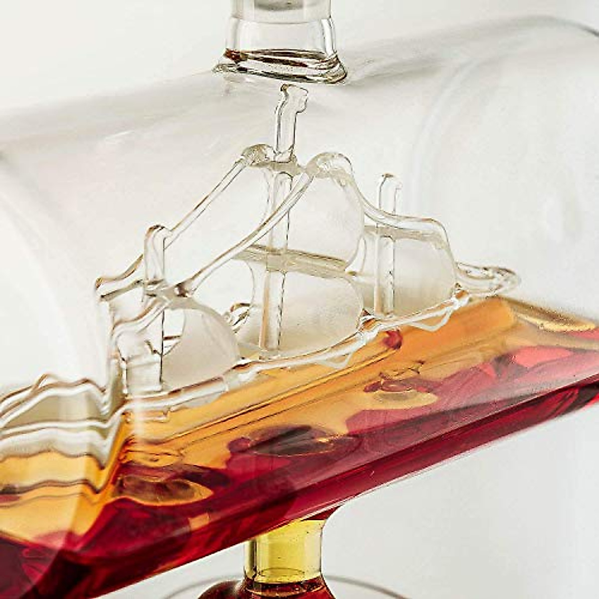 Whiskey & Wine Decanter Gifts for Men & Dad, Ship Decanter 1000ml, Set with 4 Globe Drinking Glasses - Cool Liquor Dispenser for Home Bar Unique Birthday Gift Ideas from Wife, Daughter, Son Present
