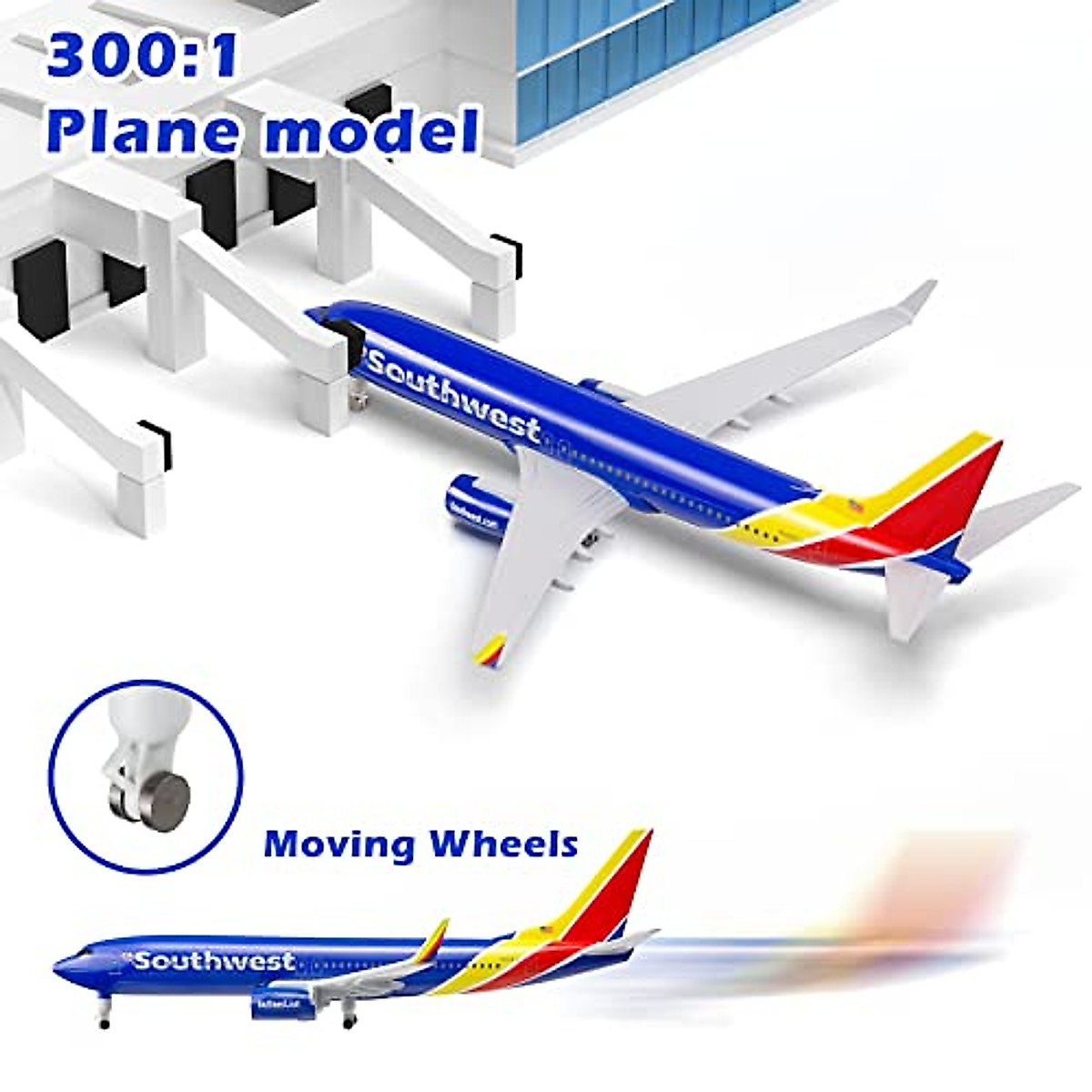 Lose Fun Park 1/300 Scale Model Plane Diecast Airplanes American Southwest Airlines Boeing 737 Model Airplane for Collections & Gifts
