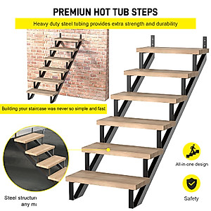 Doniks Steel Stair Step Riser -6 Step for Deck Height 49.4 Inches Metal Stair Stringer Step Stringer Support Connector Frame Hanger Bracket