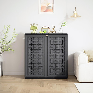 Mrosaa 33.3”x9”x0.6” Metal Shelf for 60 Gallon Outdoor Storage Cabinet - '1-Piece Black Metal Laminate Shelf ', Easy to Assemble.Shelves only!（Black）