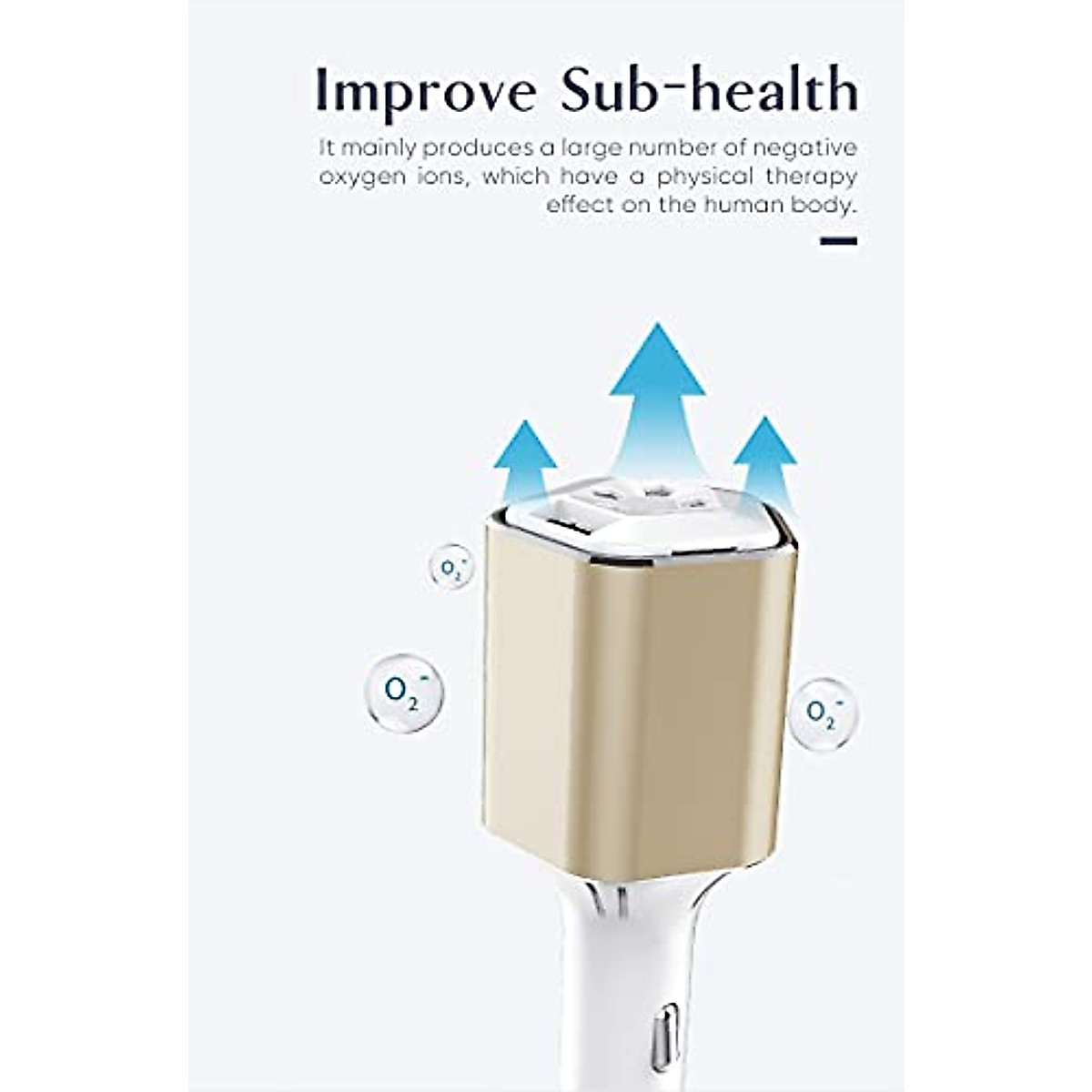 Car Air Purifier Ionizer 4-in-1 Premium Air Purifier + USB Port Charger + Window Breaker Hammer For Safety + Aromatherapy - (Platinum SIlver) )