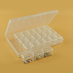 EXCEART 21 Compartments Clear Plastic Organizer Box Container Craft Storage for Beads Organizer 2pcs