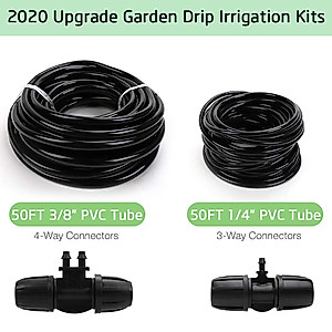 Drip Irrigation System, Garden Watering System Kit, 100ft 3/8" & 1/4" Irrigation Sprinkler System for Lawn Greenhouse, Automatic Drip Irrigation Kits, Watering Equipment for Indoor Outdoor Plants