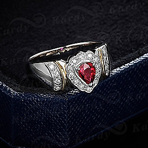 Unique Vintage Genuine Ruby Gemstone for Women 14K White and Yellow Gold Natural Diamond Engagement Wedding Promise Ring