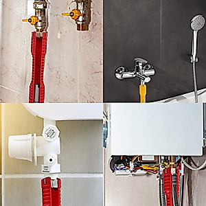 YBQSPLY Basin Wrench,8 in 1 Faucet and Sink Installer Multi Tool,Multi-Purpose Plumbing Wrench Faucet Wrench Sink Wrench Plumbers Wrench for Pipe and Tub Drain Removal Nut Wrench (Two-way Red)