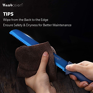 Wanbasion Blue Serrated Bread Knife 8 Inch, Bread Knife Serrated with Sheath, Stainless Steel Bread Knife for Homemade Bread