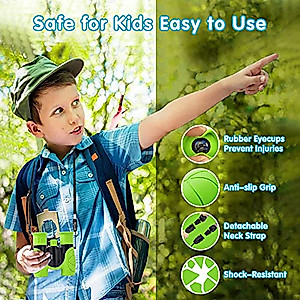 Binoculars for Kids, Gifts for 3-12 Year Boys Girls, Compact Kids Binoculars 8x21 High-Resolution for Bird Watching, Camping, Exploration, Hiking, Hunting, Sports Events and Safari Park (Green)