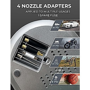 Tire Inflator Portable Air Compressor 150PSI with Pressure Gauge 12v Air Compressor Tire Inflator with Auto Retraction Power Cord, Auto Shut-off and Emergency LED Light By Giraffe Tools