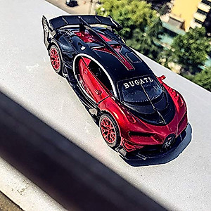 BDTCTK Bugatti Vision GT Supercar 1/32 Zinc Alloy Die Casting Pull Back Car Model Toy Sound and Light for Boy Girl Gift （red）