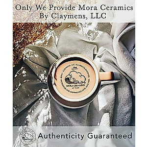 Mora Ceramic Large Latte Mug Set of 4, 16oz - Microwavable, Porcelain Coffee Cups With Big Handle - Modern, Boho, Unique Style For Any Kitchen. Microwave Safe Stoneware - Vanilla White