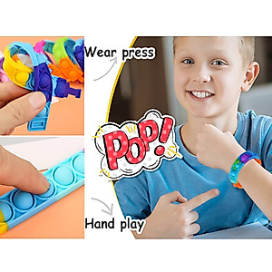 TOMOIN 30 Pcs Pop Fidget Bracelet, Wearable Push Pop Bubble Sensory Toy Stress Relief Silicone WristbandFidget Toy ,for Kids, Adults and ADHD Autism Anxiety Pop Colorful Wristband