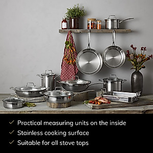 SCANPAN Impact 12.5” Chef Pan with Lid - Made of Durable 18/10 Stainless Steel - Dishwasher & Oven Safe