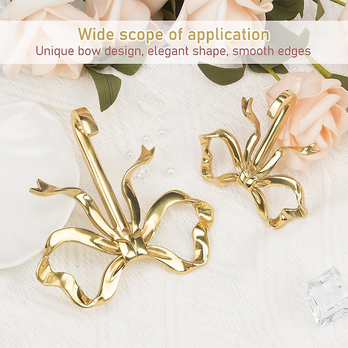 ZORZA 2Pcs Multi-Purpose Bow-Knot Brass Screw Hooks Retro Wall Hook Bow Shaped Practical Bow Hook Gold Wall Hooks for Bathroom Bedroom Perfect for Hanging Hats Towels Coats