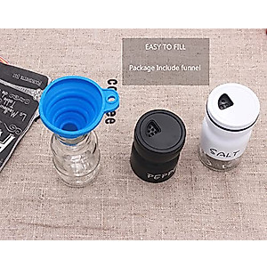 Wartter Farmhouse Salt and Pepper Shakers Set with Adjustable Lids, Cute Shaker Set with White Black Stainless Steel Lids