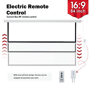 YODOLLA Motorized Projector Screen 84",16:9 4K HD Electric Projector Screen Wall Mounted Ceiling Automatic Retractable Movie Screen for Indoor Outdoor