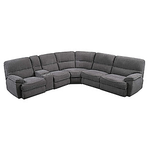 Madrona Burke Lucas Lunar Gray Full Sleeper Sectional Recliner Loveseat with Power Controls and Dual USB Ports