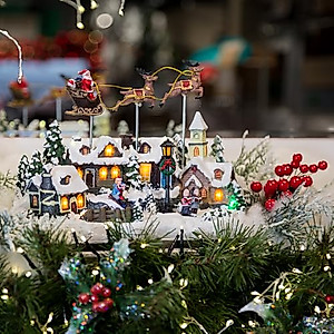 Kurt Adler Battery Operated Musical LED Village with Santa and Deer, 11-Inch