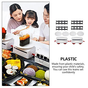 SAFIGLE Sushi Train Set Rotating Table Food Train Battery Powered Electric Train Toys Under Christmas Tree Train Track Rotating Sushi Bar at Home for Kids Boys Girls White