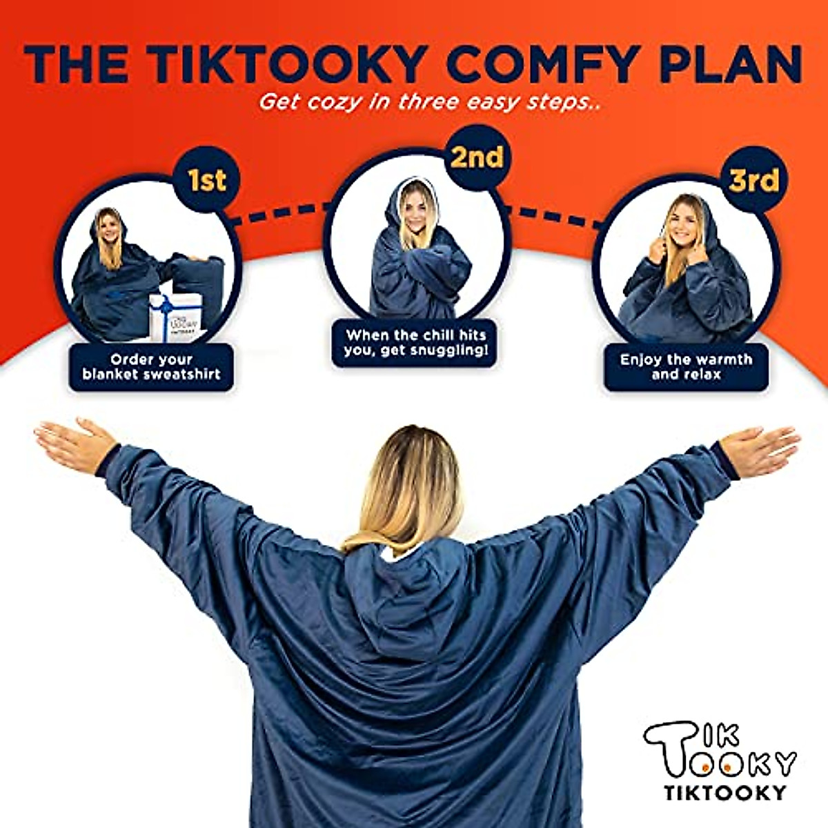 Tiktooky Warm Cozy Hoodie Blanket for Men and Women, Oversized Adults Sherpa Fleece Blanket Sweatshirt with Deep Pocket Gifts for Mom and Dad (Blue)