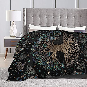 FEILUOKE Viking Tree of Life Blanket Super Soft and Comfortable Warm Flannel Throw Blanket Sofa Bedroom Bed Blanket Adult Children 80x60 Inches