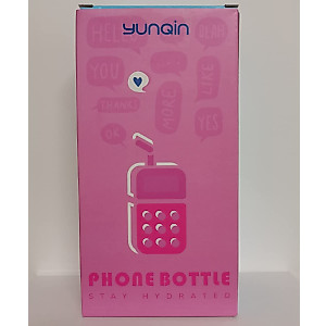 YunQin Creative Cell Phone Shaped Water Bottles,Leak Proof Cute Plastic Bottles with Adjustable Shoulder Strap and Straw, Multi-Colored Juice Drinking Bottles (300ML/10Oz) (Blue)